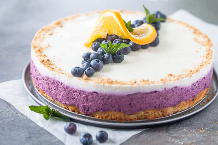 Blueberry Cake with Quark Cream - Vibrant plate