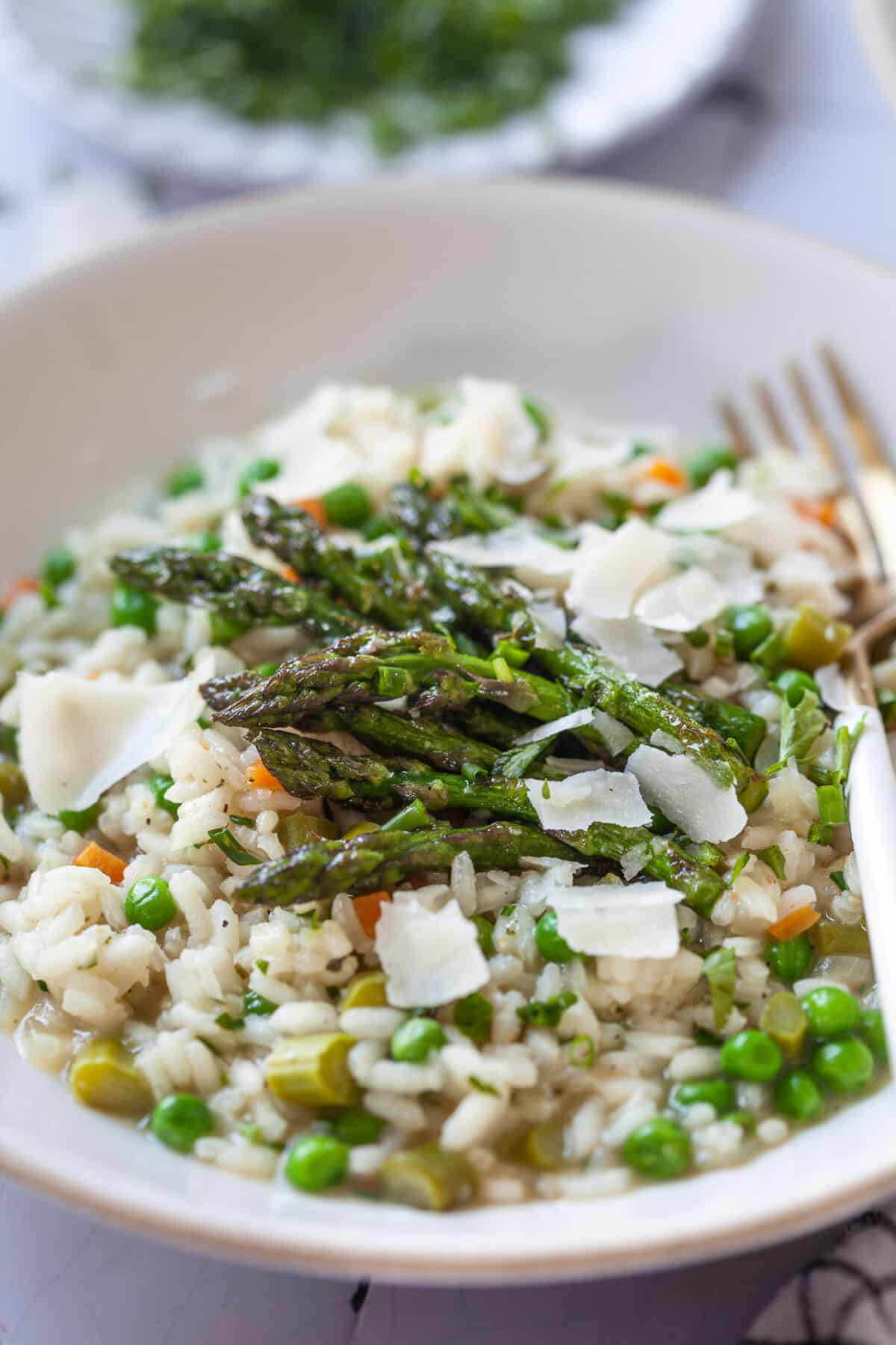 Vegan Asparagus Risotto - Vibrant plate