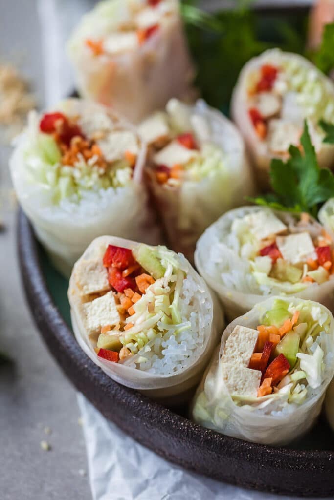 Vegan Tofu Spring Rolls - Vibrant plate
