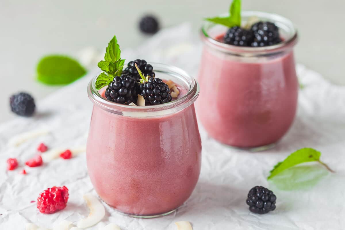 Blackberry Coconut Vegan Panna Cotta - Vibrant plate