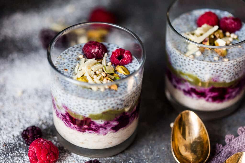 Chia Pudding with Berries and Blended Oats - Vibrant plate