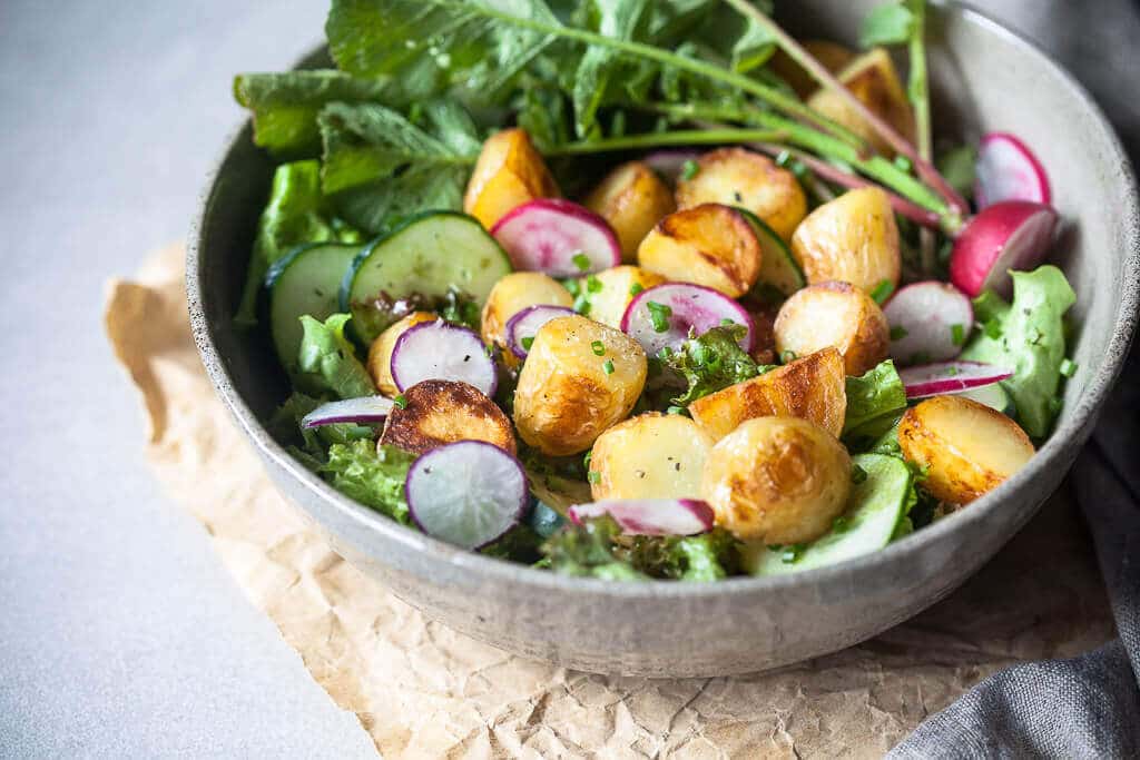 Spring Potato Salad with Balsamic Vinaigrette {Vegan} - Vibrant plate