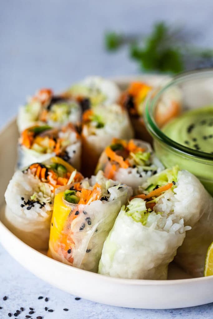 Vegan Fresh Sushi Spring Rolls - Vibrant plate