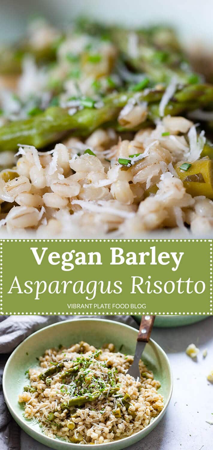 Vegan Barley Asparagus Risotto with Peas - Vibrant plate