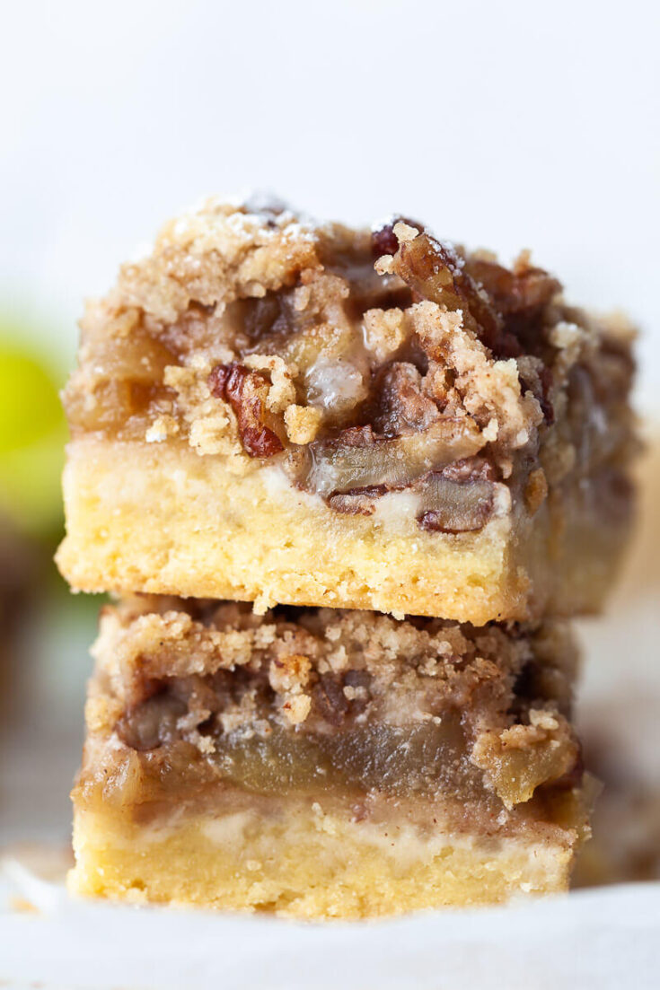 Salted Caramel Apple Crumb Bars - Vibrant plate