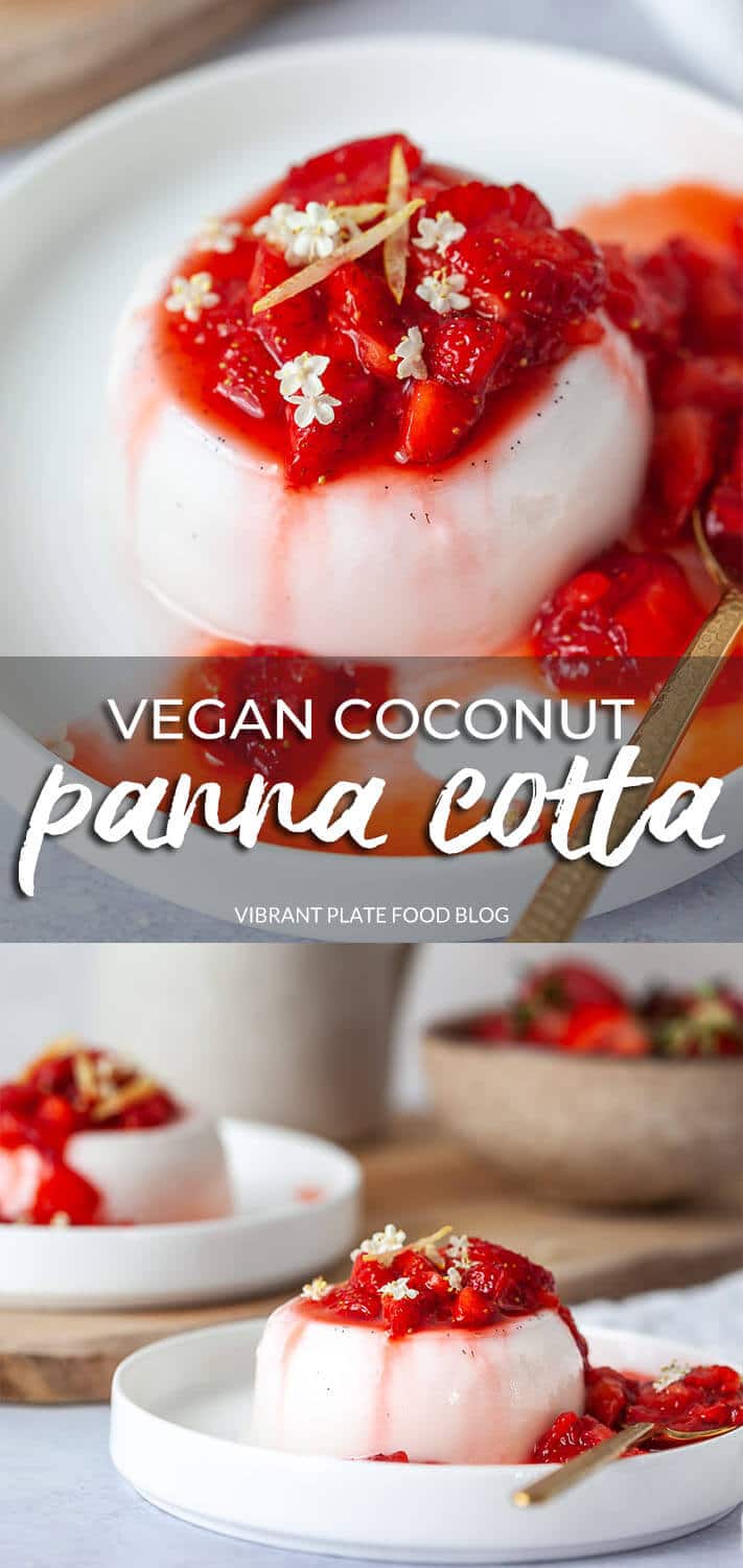 Vegan Coconut Panna Cotta with Strawberry Sauce - Vibrant plate