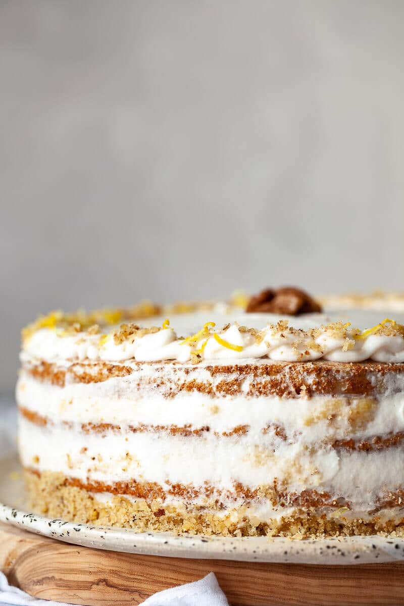Walnut Cake with Vanilla Cream {Dairy-Free} - Vibrant plate