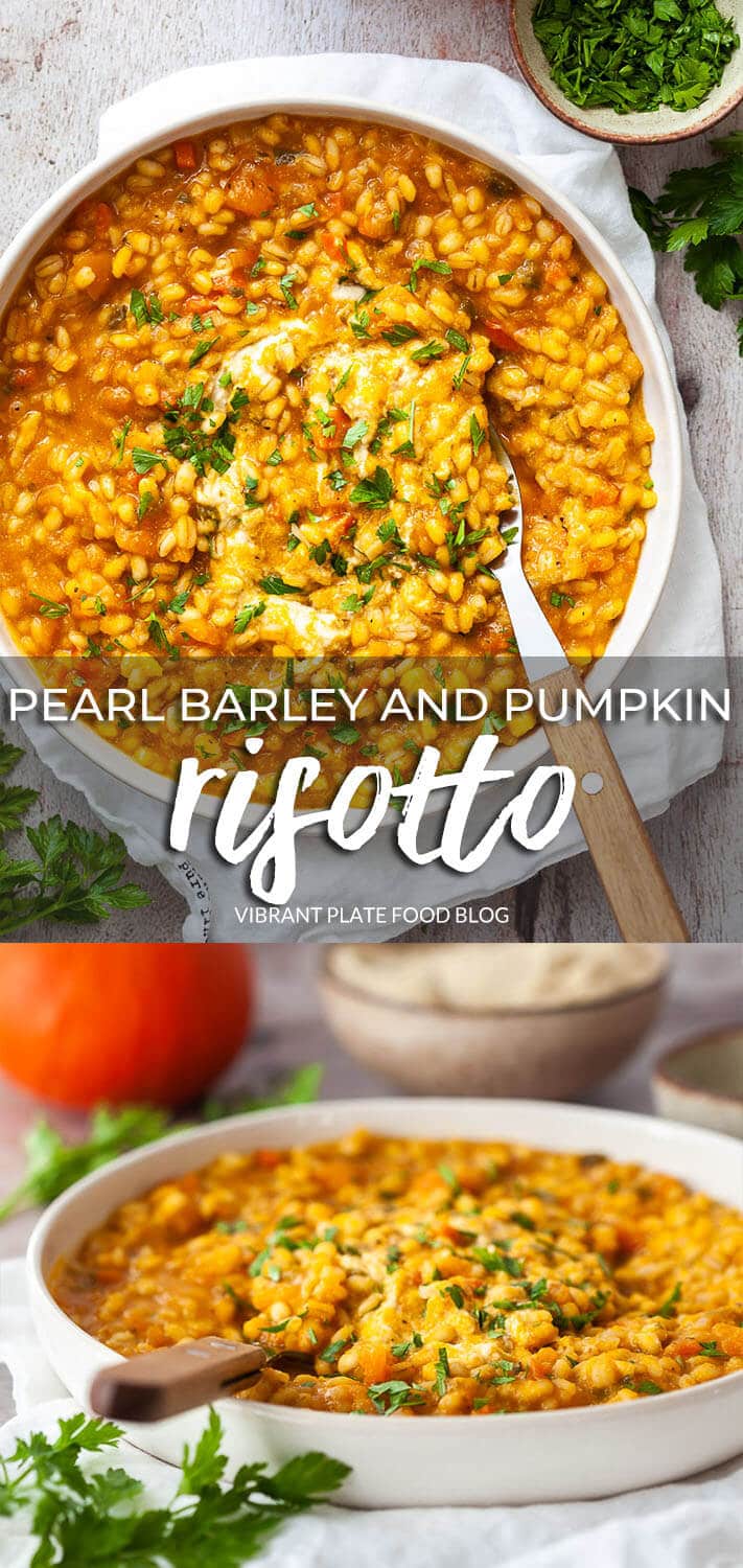 Pearl Barley and Pumpkin Risotto - Vibrant plate