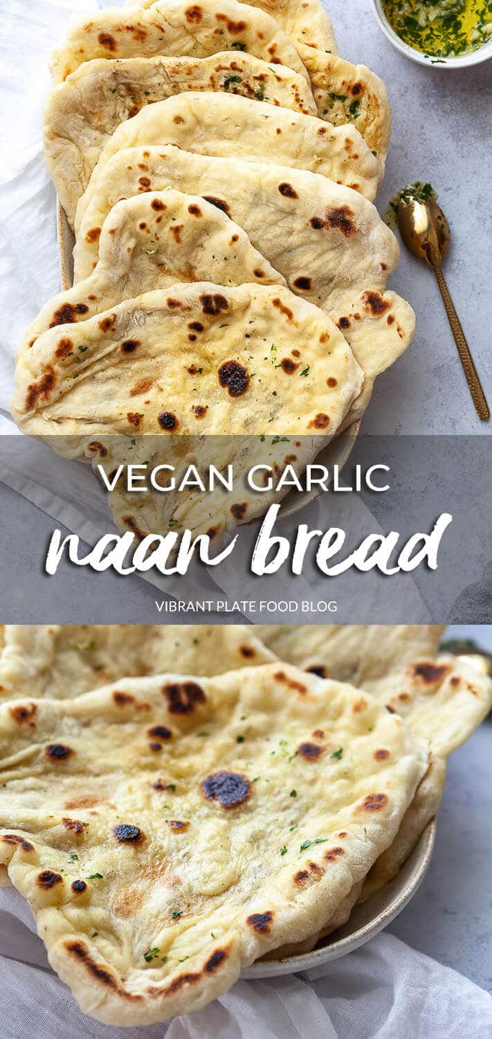 Homemade Vegan Garlic Naan Bread - Vibrant plate