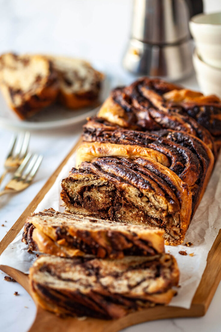 Easy Vegan Chocolate Babka - Vibrant plate