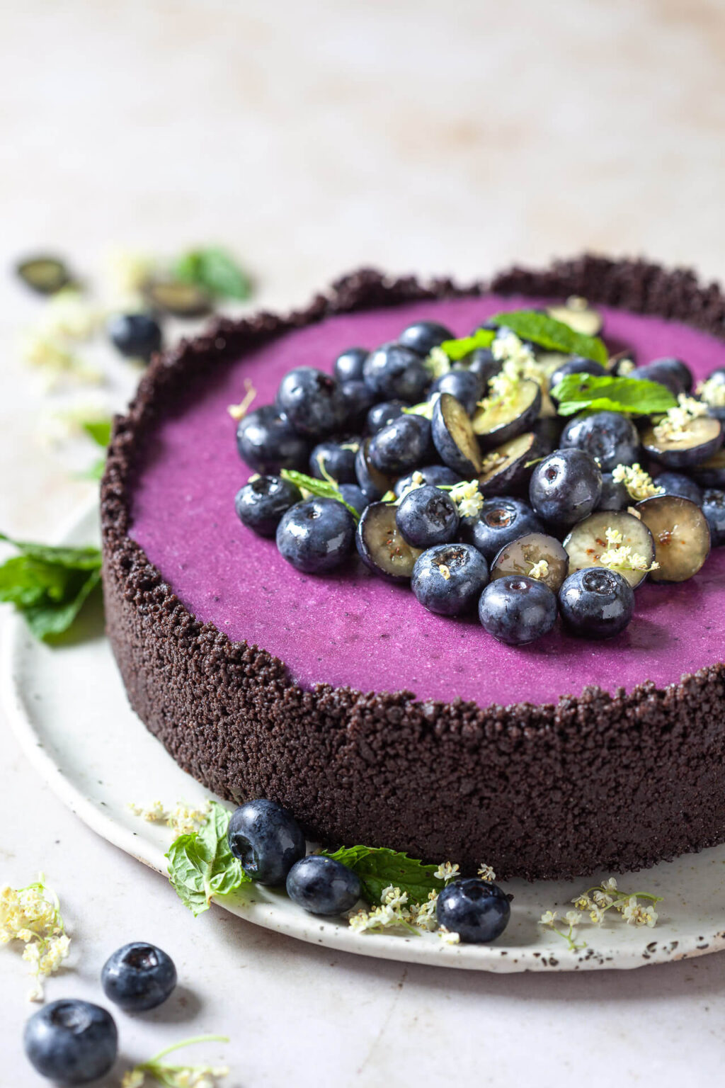 No-Bake Vegan Blueberry Pie - Vibrant plate