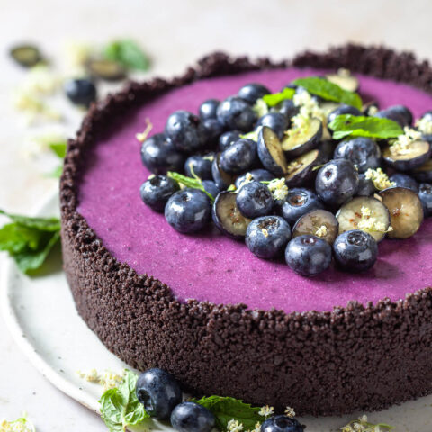 No-Bake Vegan Blueberry Pie - Vibrant plate
