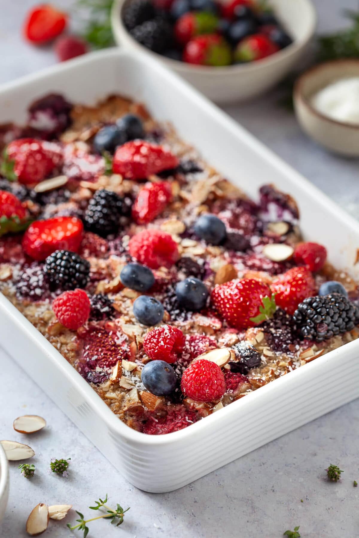 1-Bowl Mixed Berry Baked Oatmeal - Vibrant plate