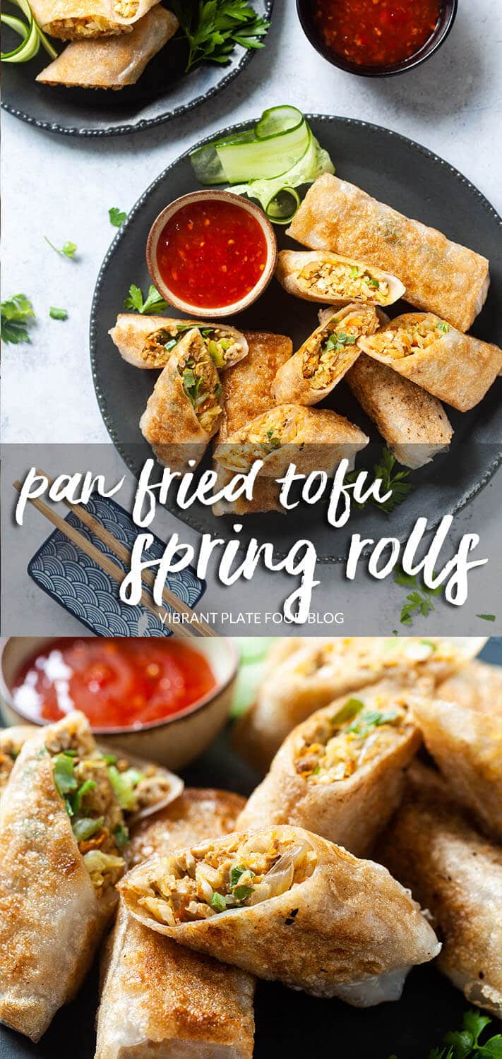 Crispy Pan-Fried Tofu Spring Rolls - Vibrant plate