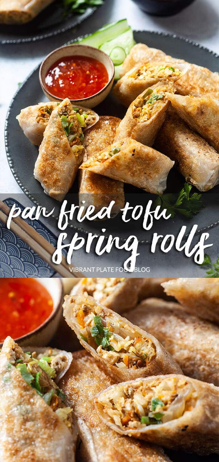 Crispy Pan-Fried Tofu Spring Rolls - Vibrant plate