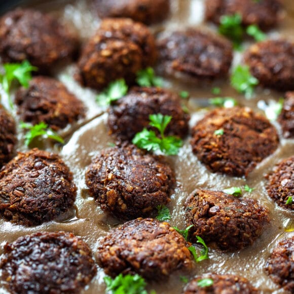 The Best Vegan Lentil Meatballs - Vibrant plate