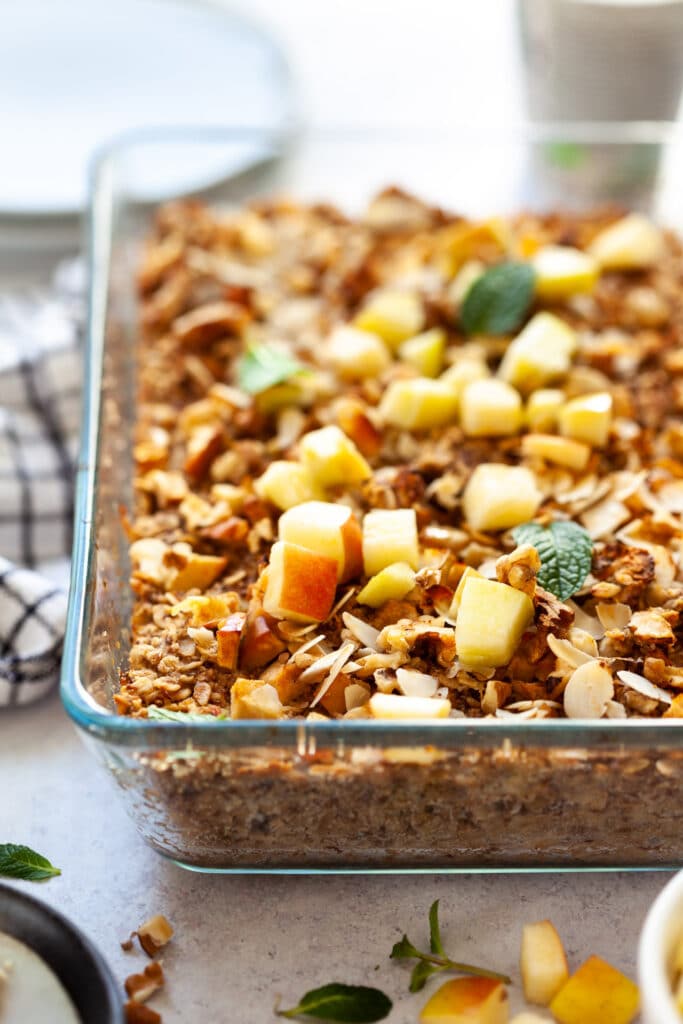 Vegan Baked Oatmeal with Apples - Vibrant plate