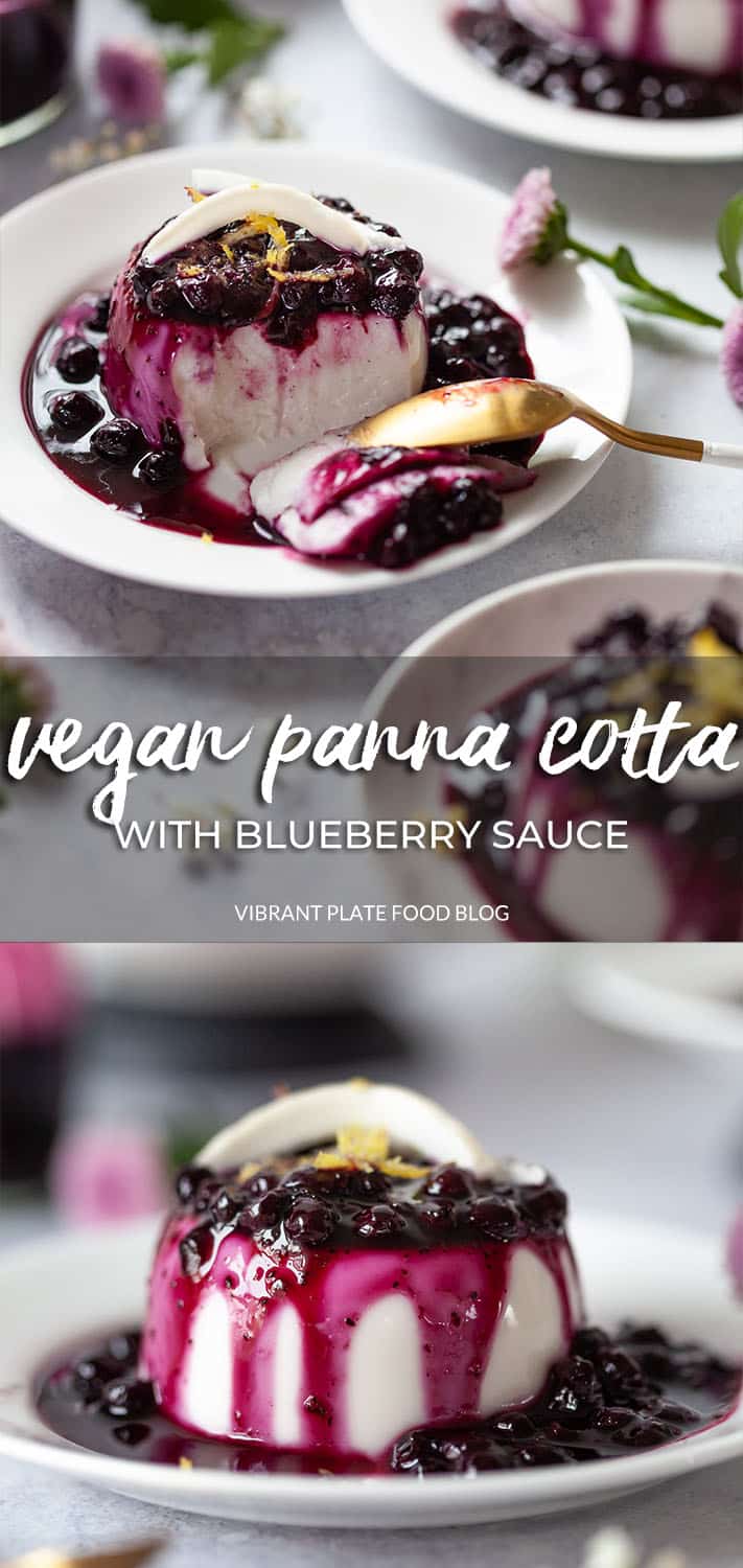 Vegan Panna Cotta with Blueberries - Vibrant plate