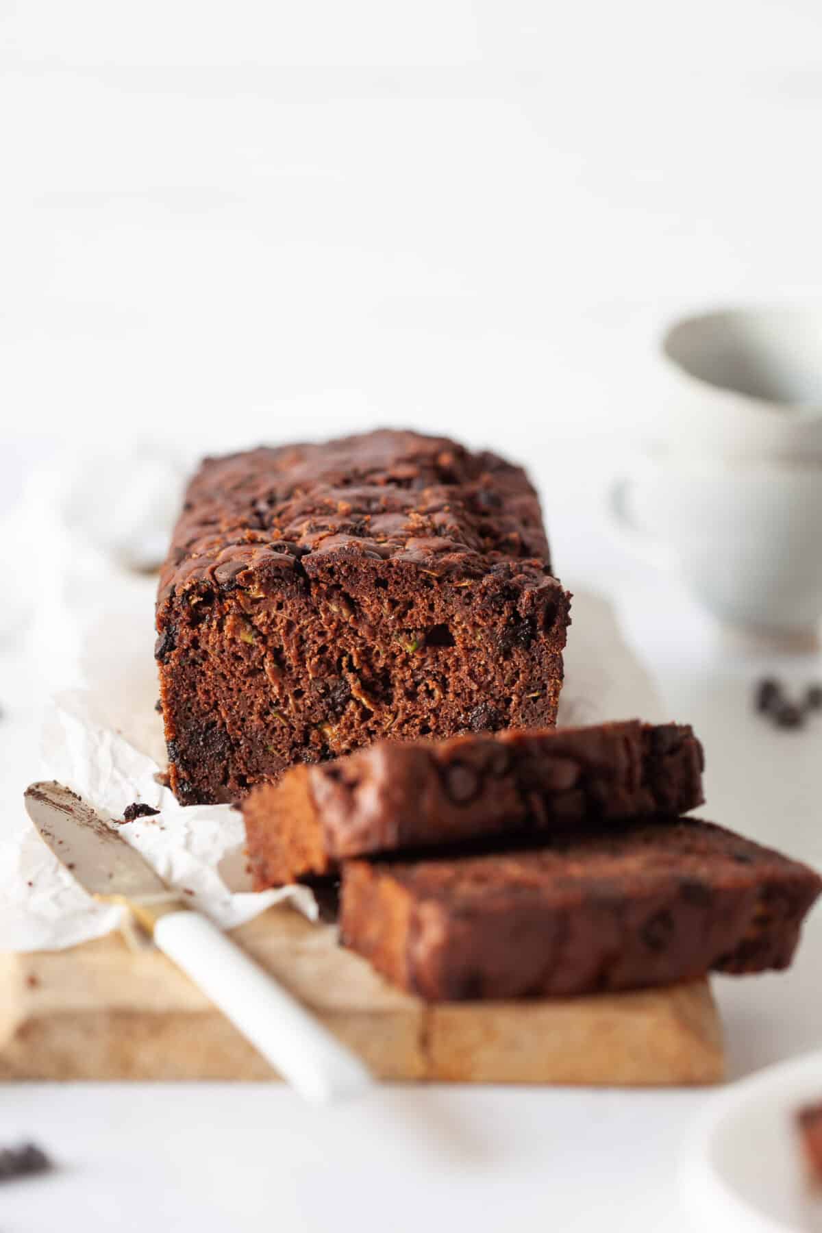 Vegan Double Chocolate Zucchini Bread - Vibrant plate