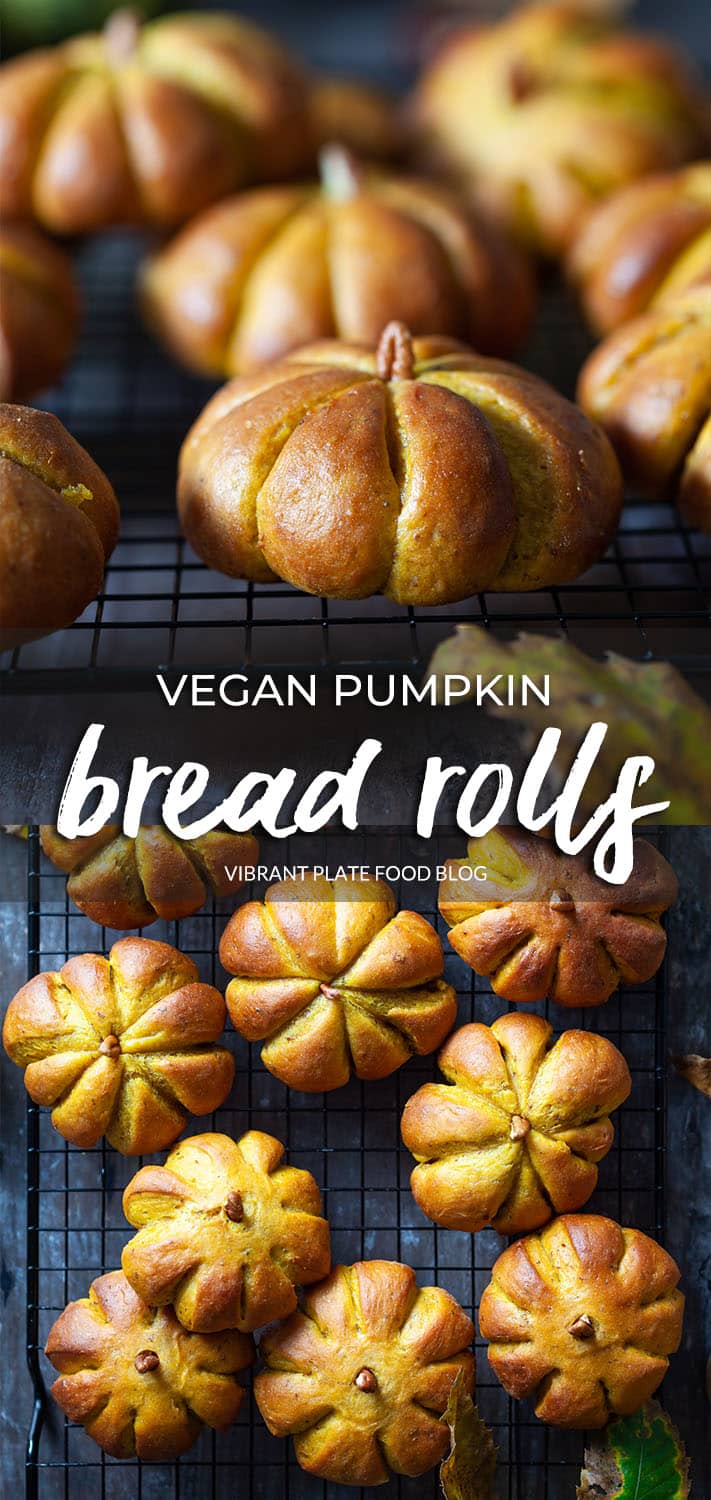 Vegan Pumpkin Bread Rolls - Vibrant plate