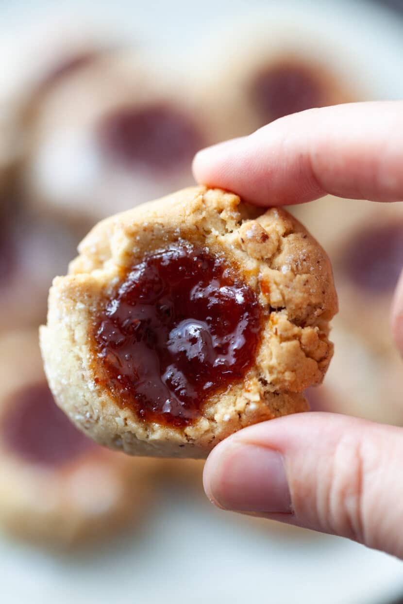 Vegan Almond Thumbprint Cookies - Vibrant plate