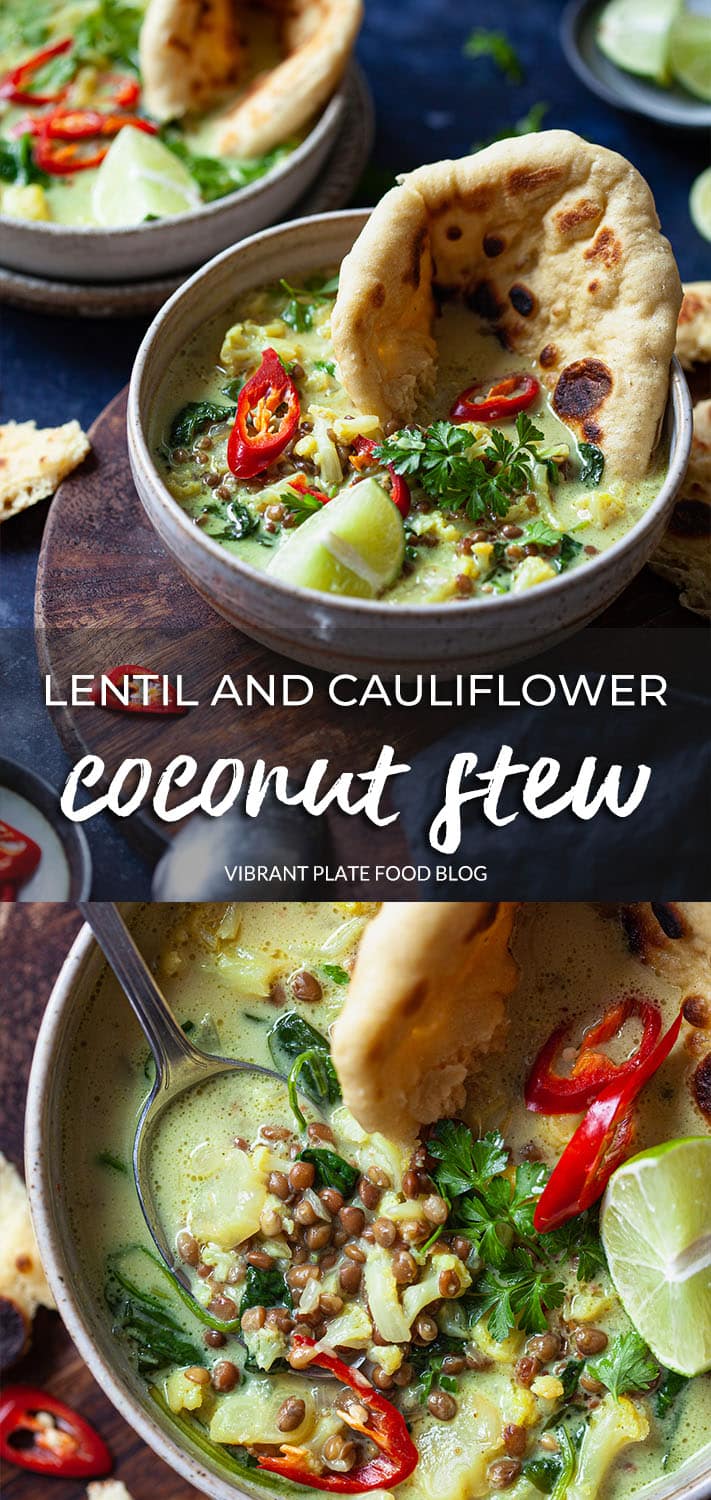 Lentil and Cauliflower Coconut Stew - Vibrant plate