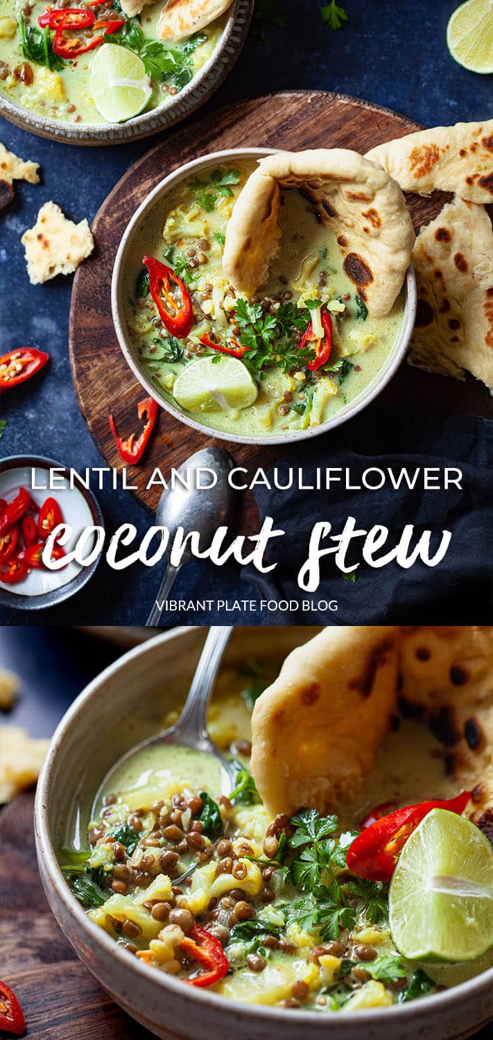 Lentil and Cauliflower Coconut Stew - Vibrant plate