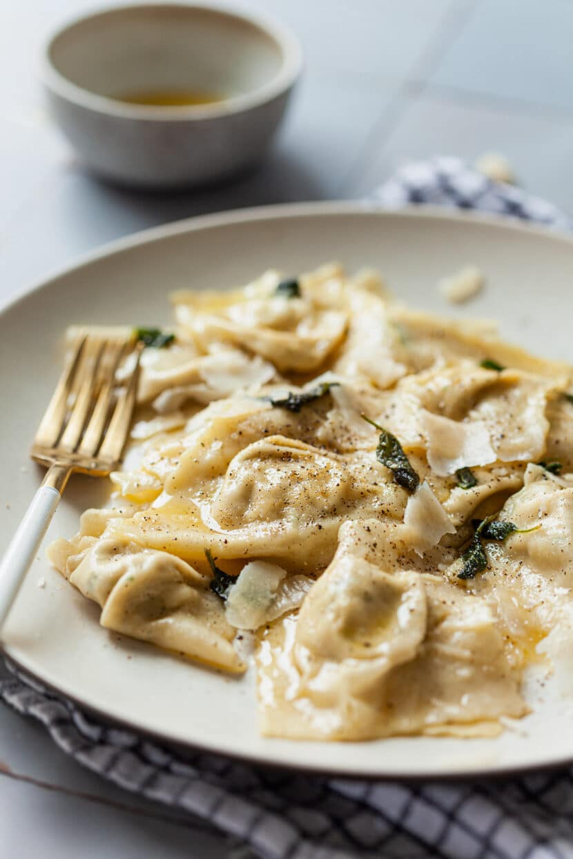 Vegan Tofu Ricotta Ravioli - Vibrant plate