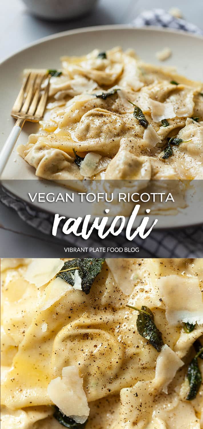 Vegan Tofu Ricotta Ravioli - Vibrant plate