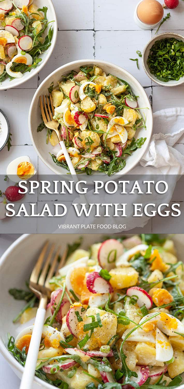 Spring Potato Salad with Eggs - Vibrant plate