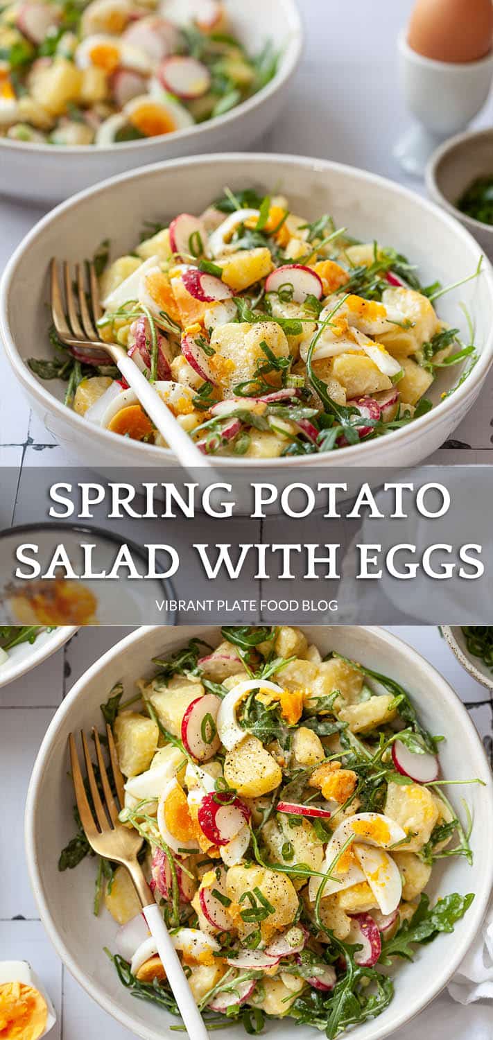 Spring Potato Salad with Eggs - Vibrant plate