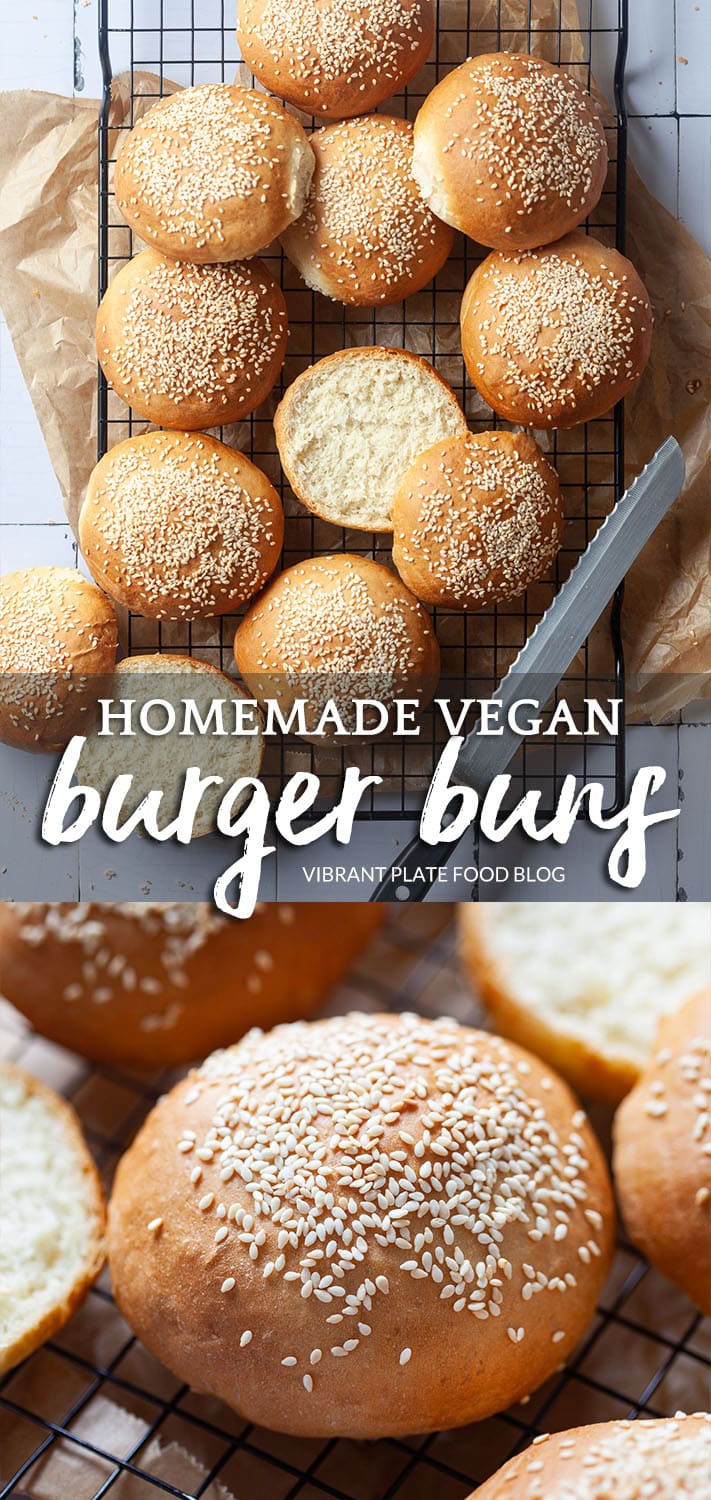 Homemade Vegan Burger Buns - Vibrant plate