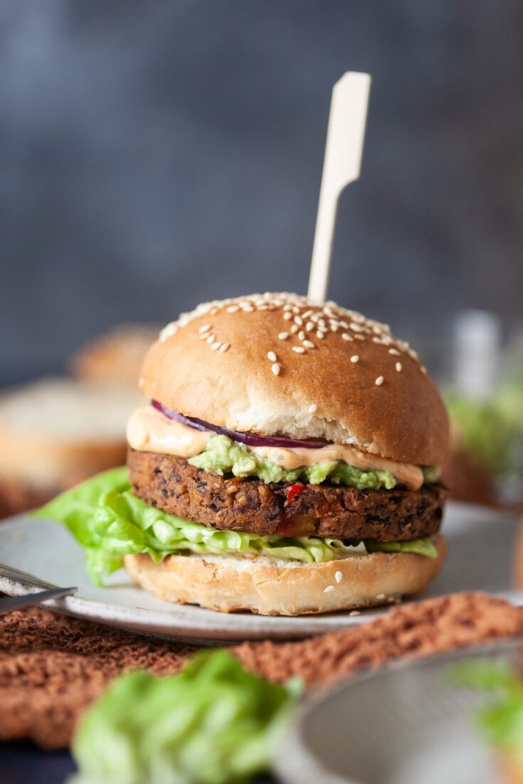 Vegan Black Bean Burgers - Vibrant plate