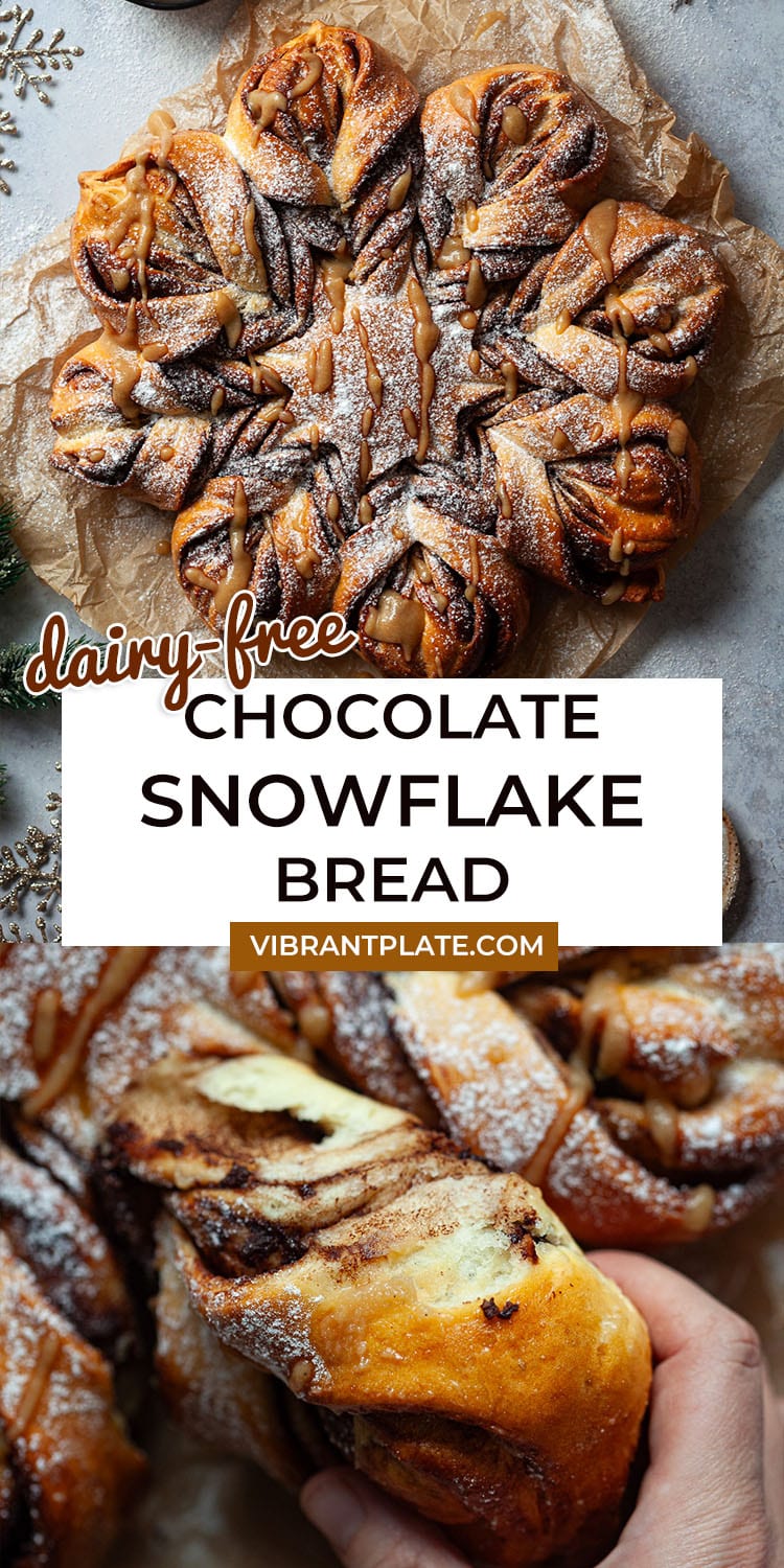 Dairy-Free Chocolate Snowflake Bread - Vibrant plate