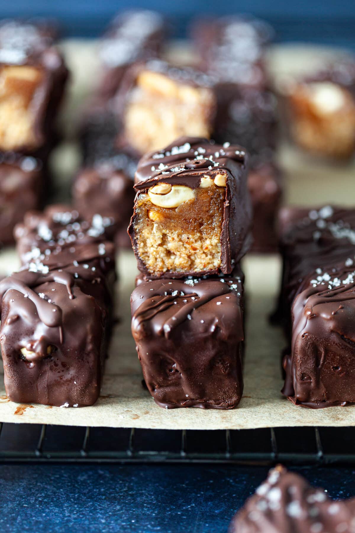 Homemade Vegan Snickers Bars - Vibrant plate