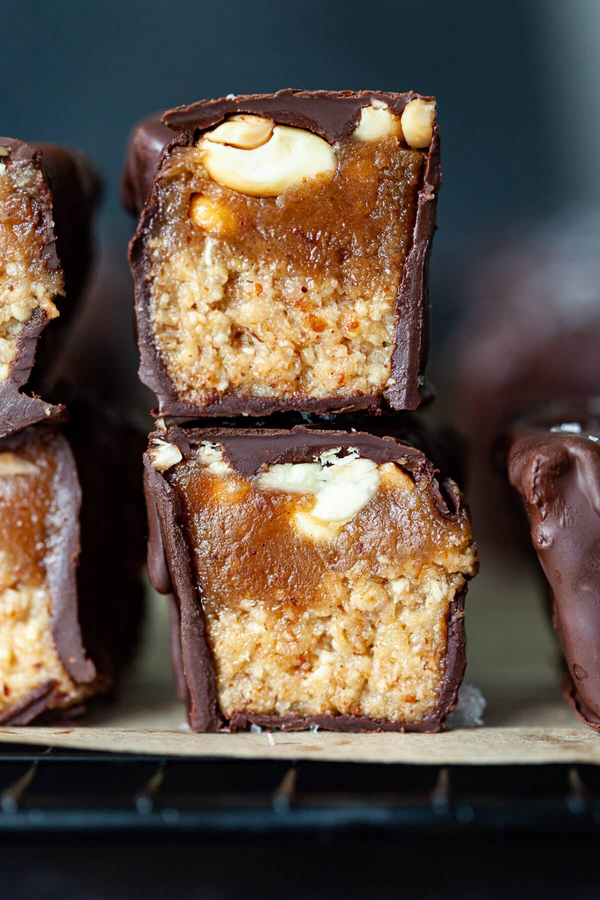 Homemade Vegan Snickers Bars - Vibrant plate