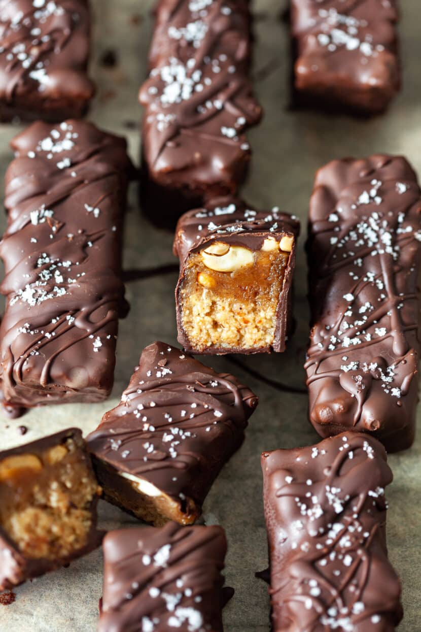 Homemade Vegan Snickers Bars - Vibrant plate