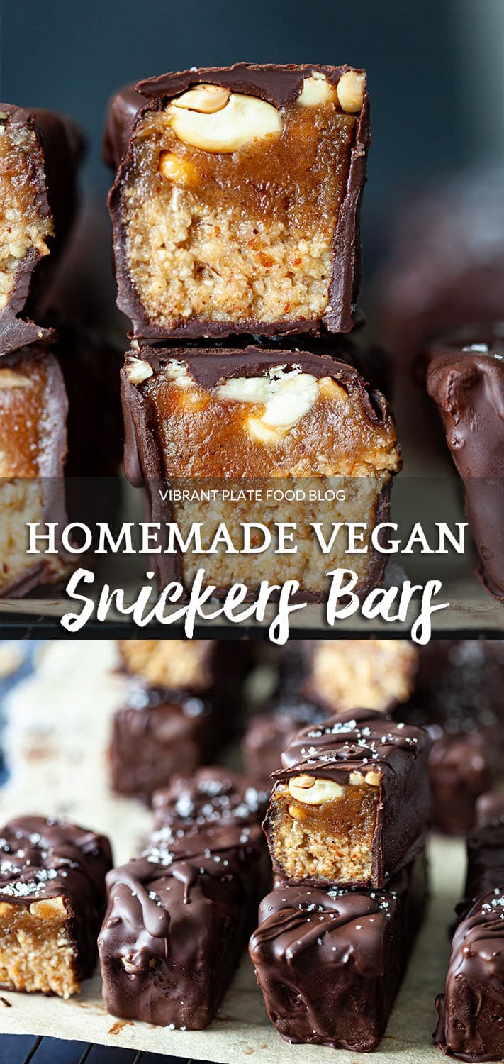 Homemade Vegan Snickers Bars - Vibrant plate