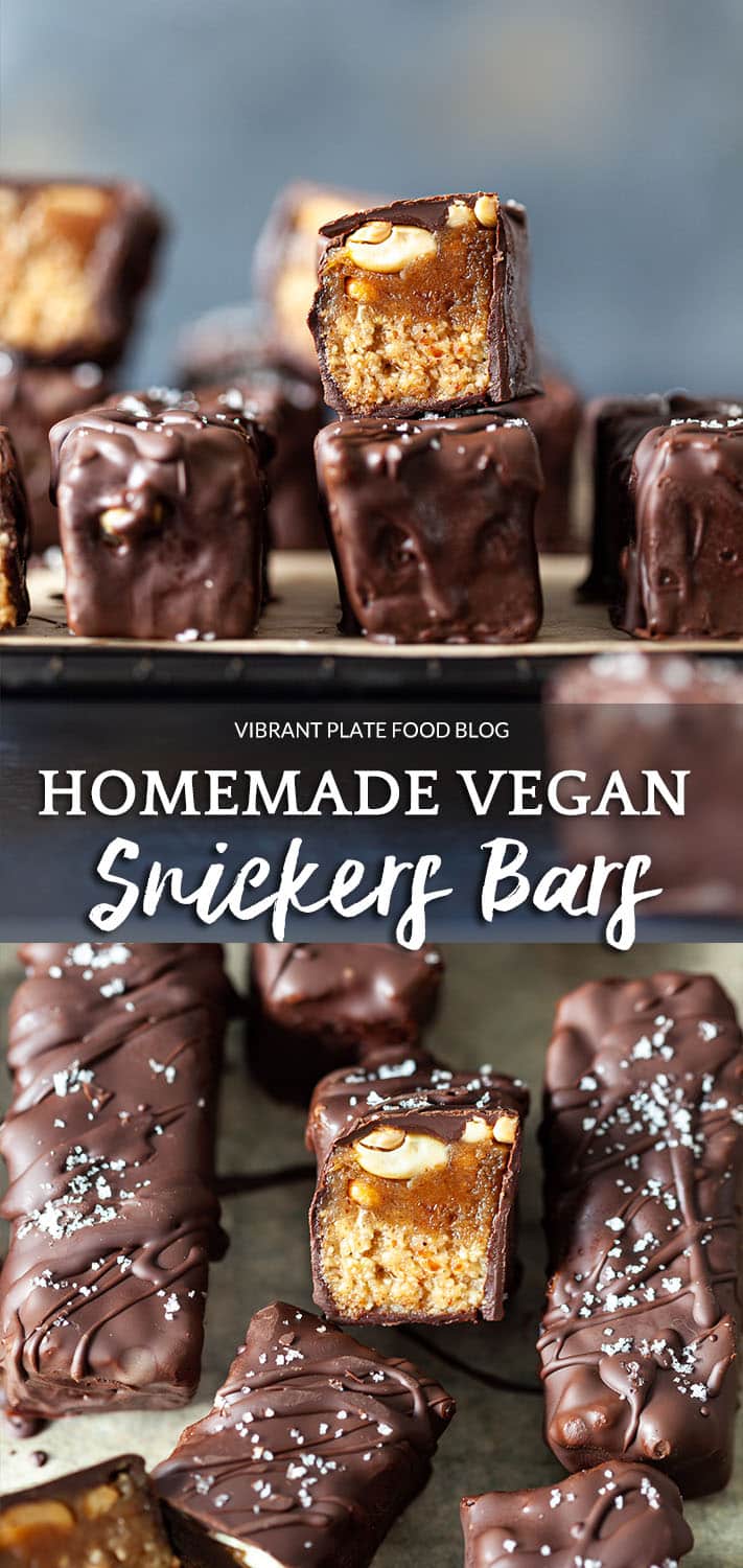 Homemade Vegan Snickers Bars - Vibrant plate