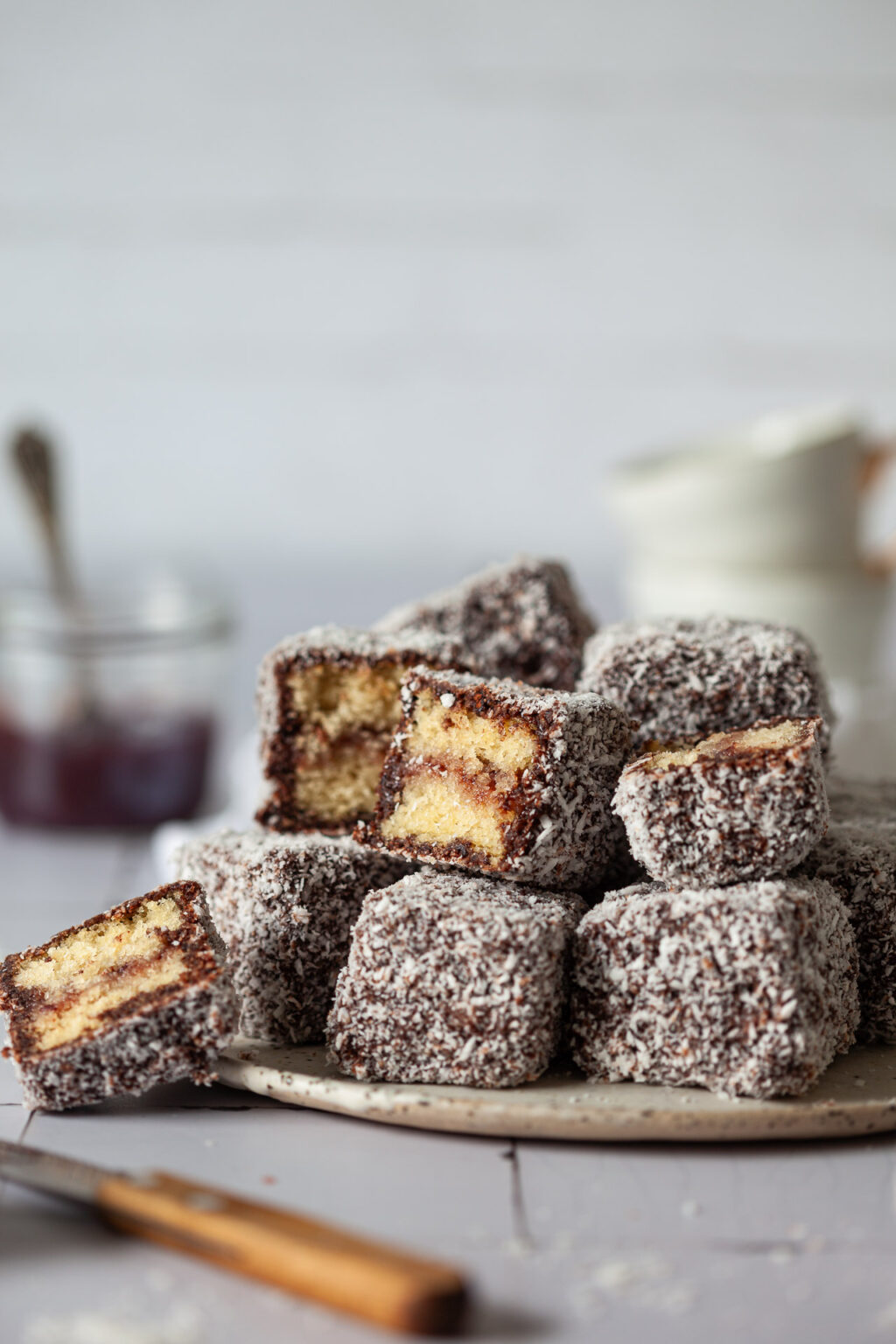 Homemade Vegan Lamingtons - Vibrant plate
