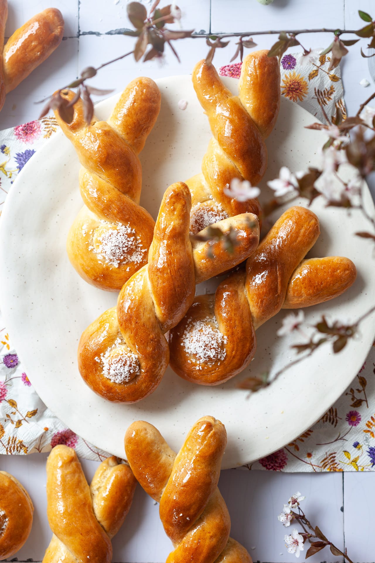 Vegan Easter Bunny Rolls - Vibrant plate