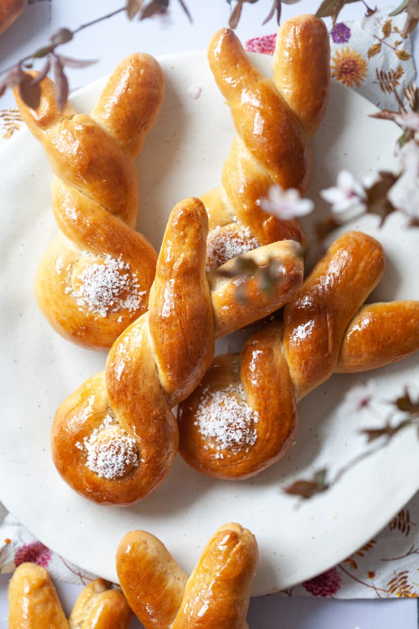 Vegan Easter Bunny Rolls - Vibrant plate