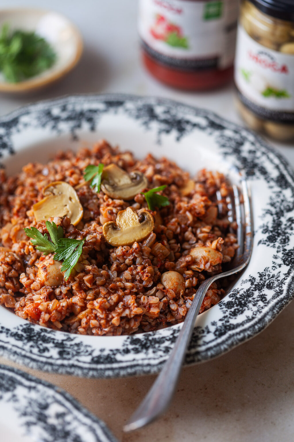 Buckwheat Kasha with Mushrooms - Vibrant plate