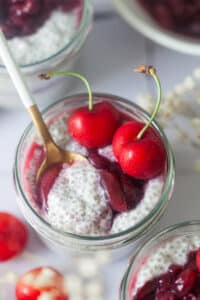 Chia Pudding with Cherry Compote - Vibrant plate