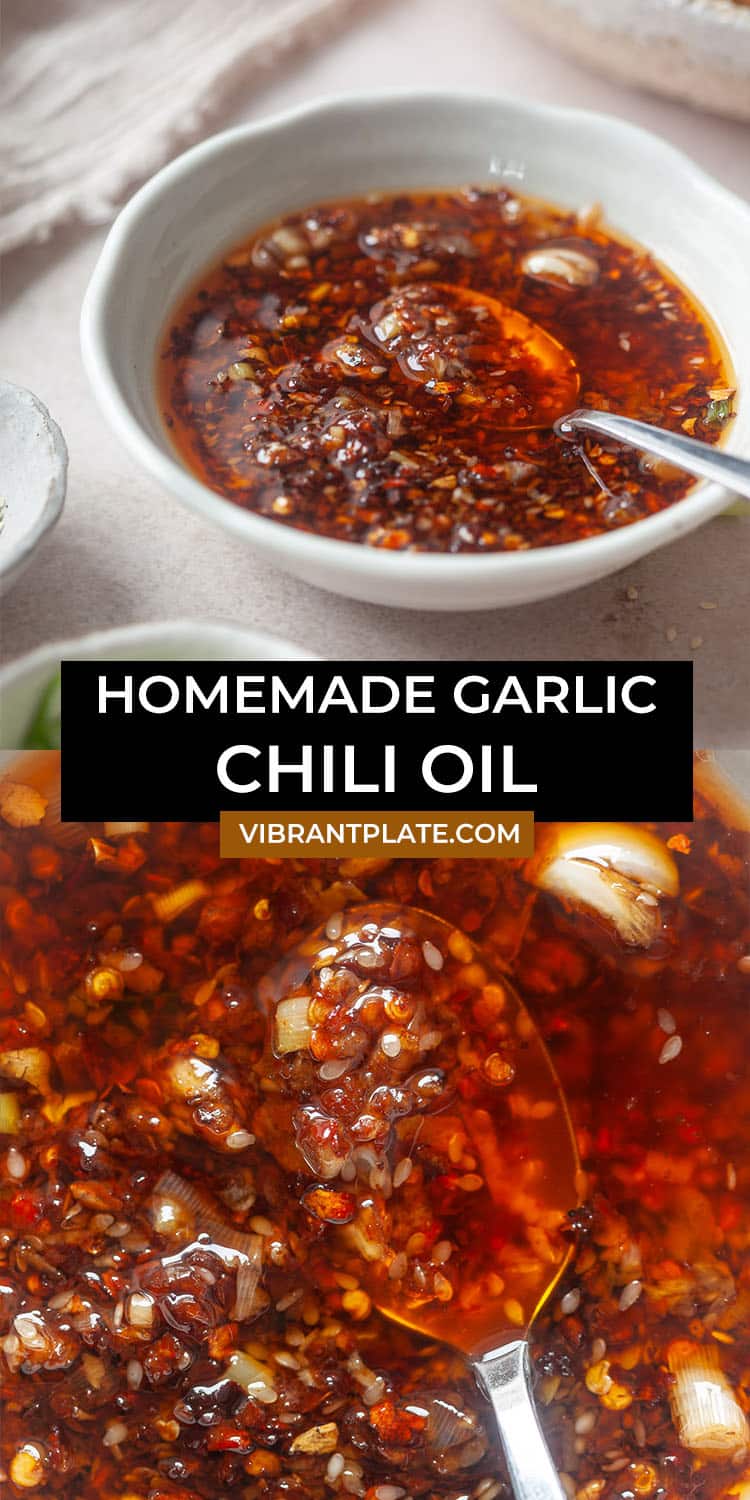 Homemade Garlic Chili Oil - Vibrant plate