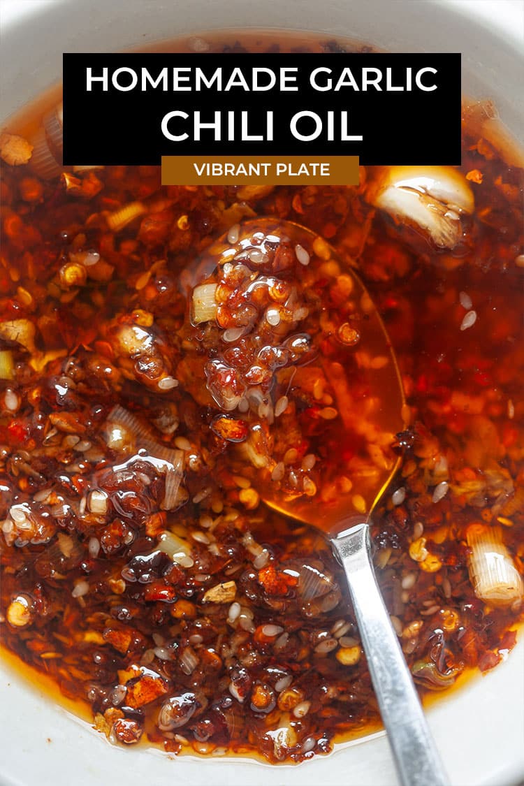 Homemade Garlic Chili Oil - Vibrant plate