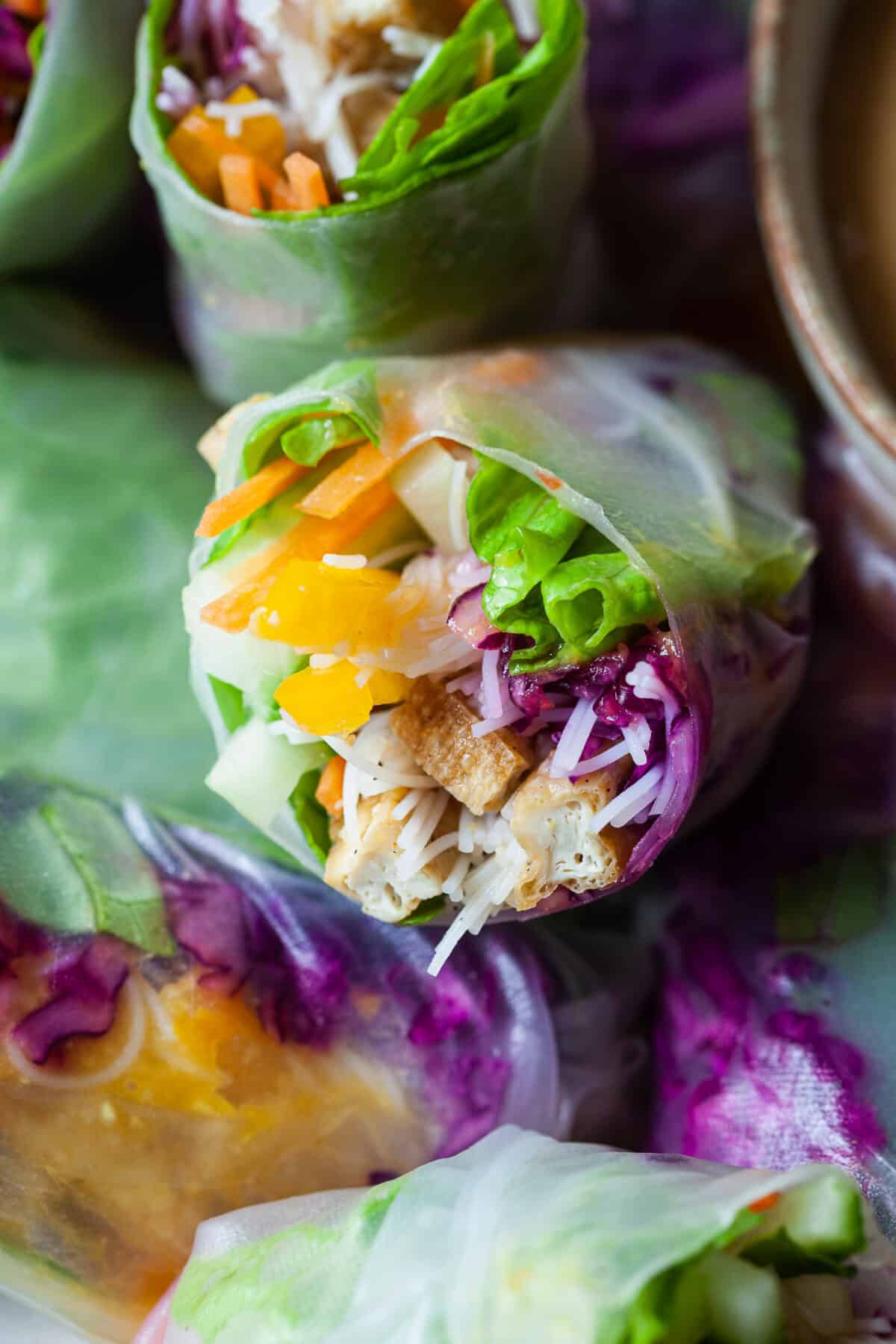 Easy Vegan Summer Rolls - Vibrant plate