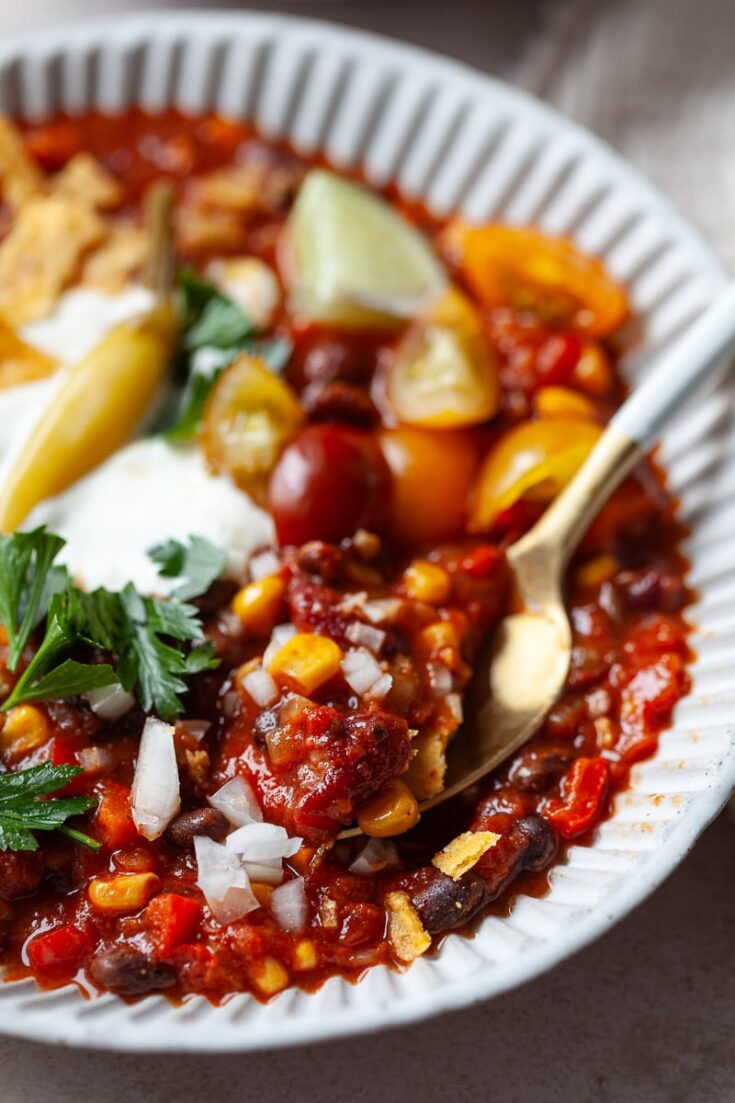 Vegetarian Bean Chili - Vibrant plate